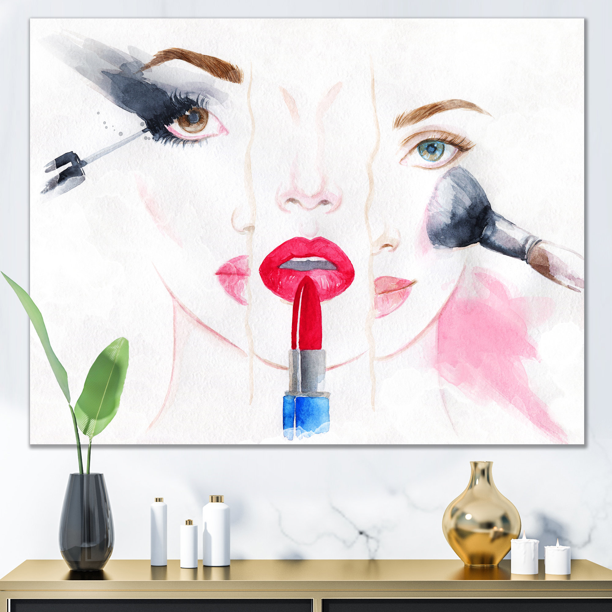 House of Hampton® Make Up Woman Portrait - Glam Canvas Wall Art | Wayfair